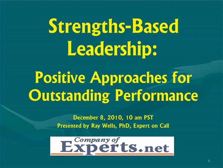 Strength-Based Leadership: Positive Approaches for Outstanding ...